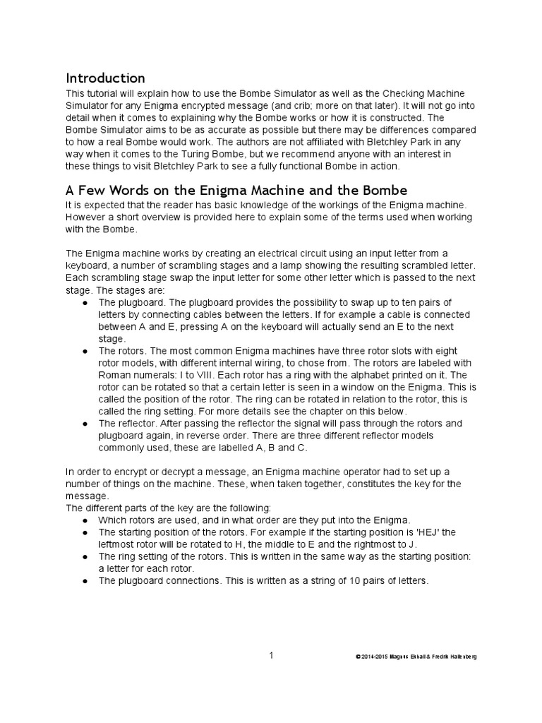 Turing Bombe Tutorial | PDF | Cryptography | Espionage Techniques