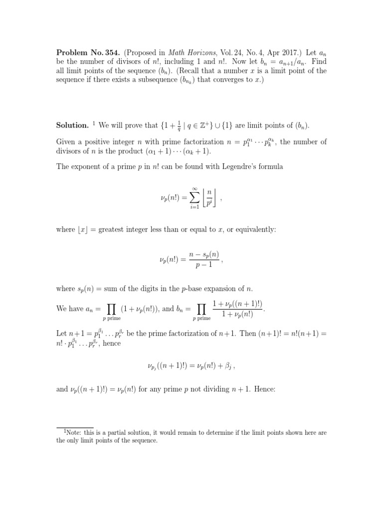 N N n+1 N N N: The Only Limit Points of The Sequence | PDF | Sequence | Mathematical Concepts