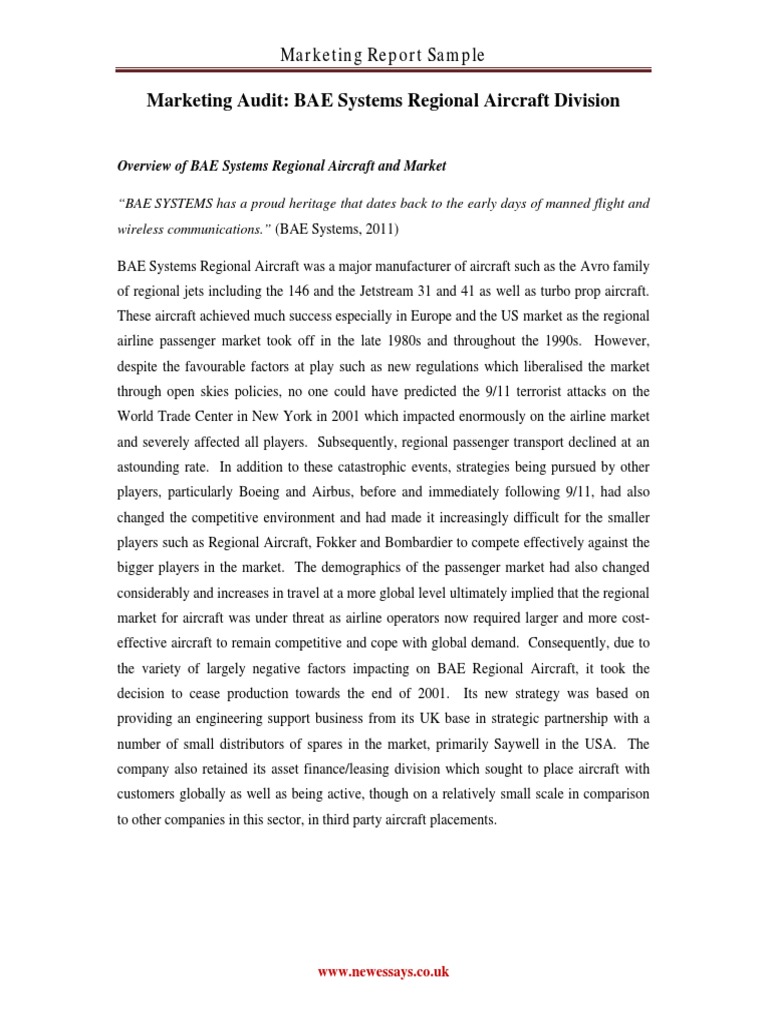 Marketing Report Sample | PDF | Airlines | Marketing