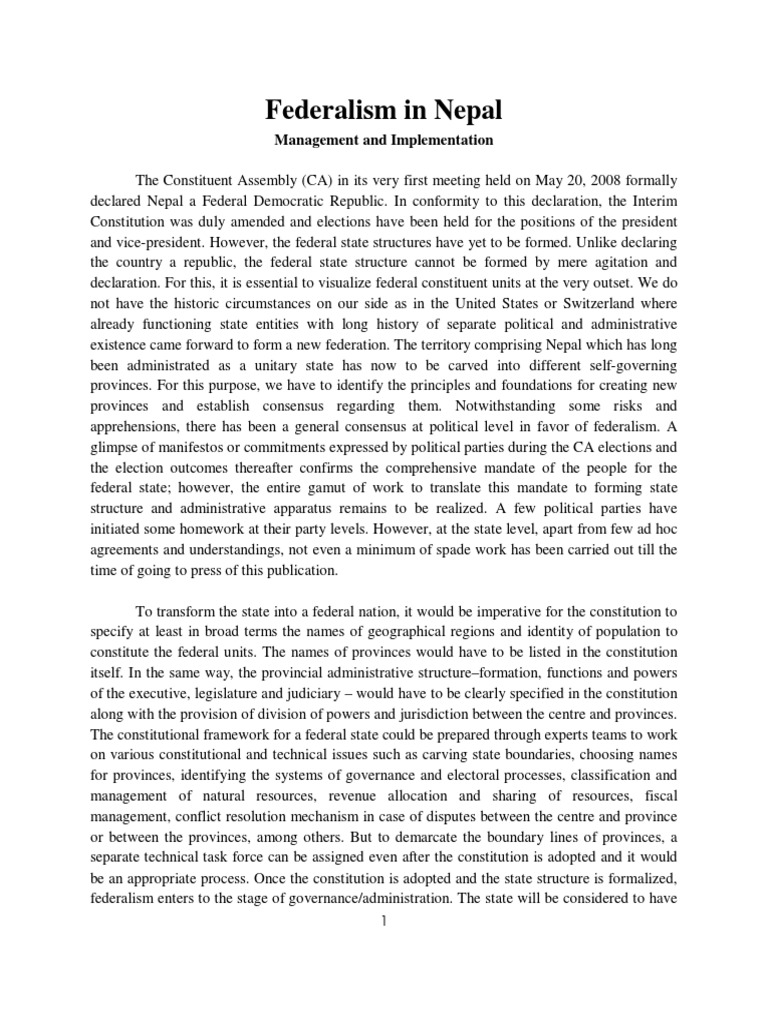 Federalism in Nepal | PDF | Federalism | Nepal