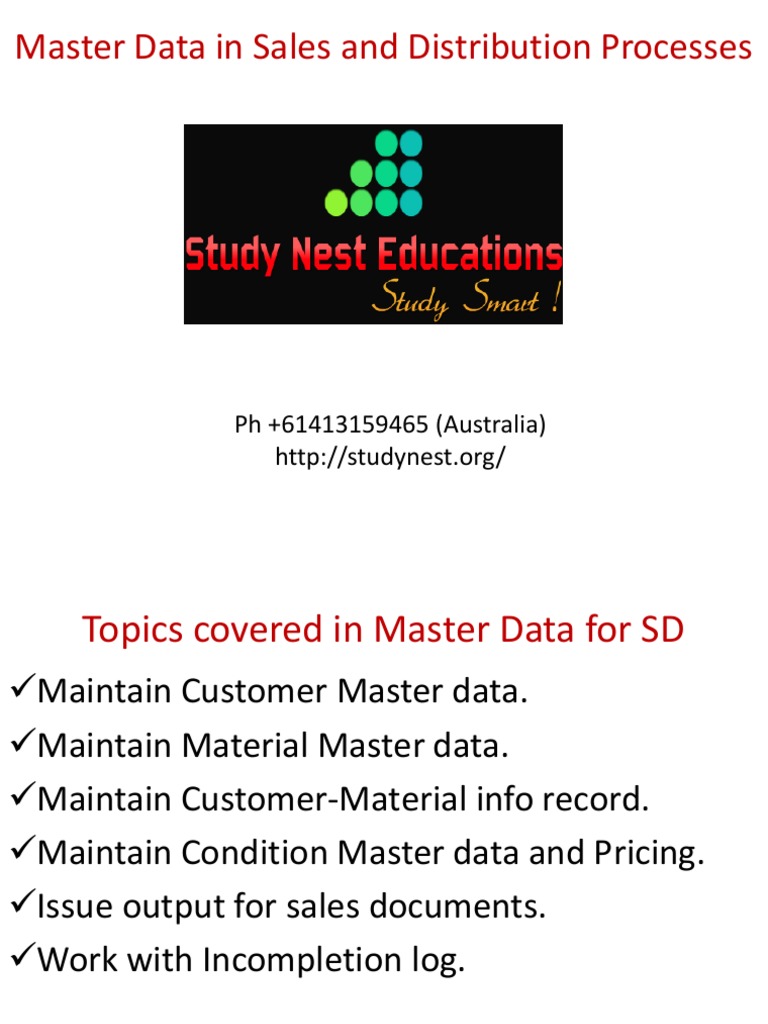 4 Master Data in Sales and Distribution Processes | PDF