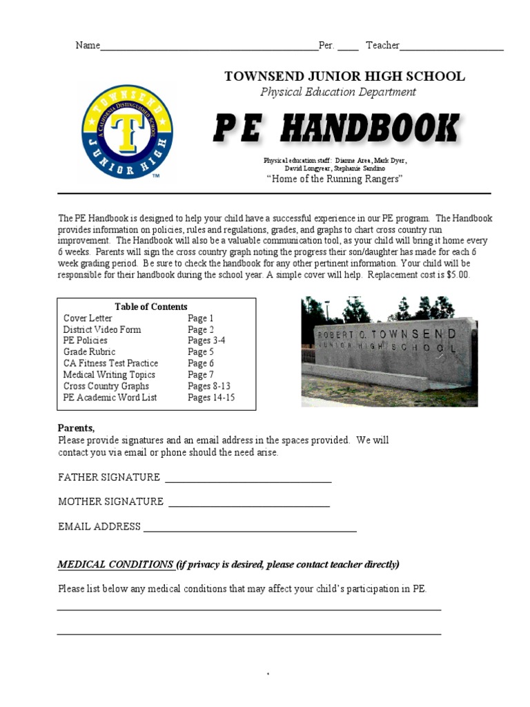 Tjhs Pe Handbook | Download Free PDF | Physical Education | Sports