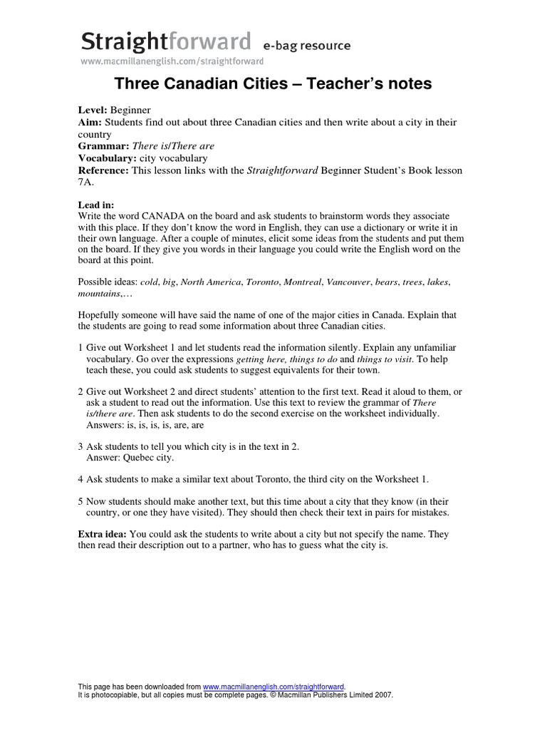 SF Beg 001 T Three Canadian Cities | PDF | Language Arts & Discipline