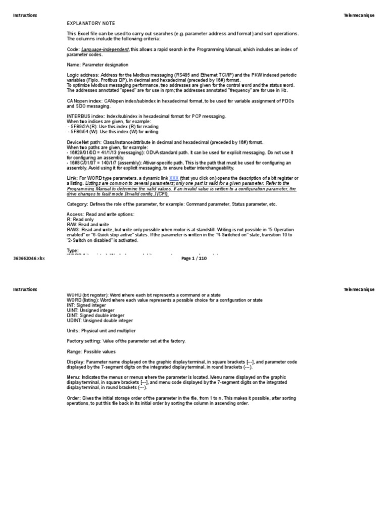 Registros ATV71 | PDF | Computer Engineering | Computing
