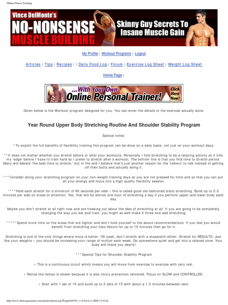 Upper Body Stretching and Shoulder Stability | PDF | Shoulder ...