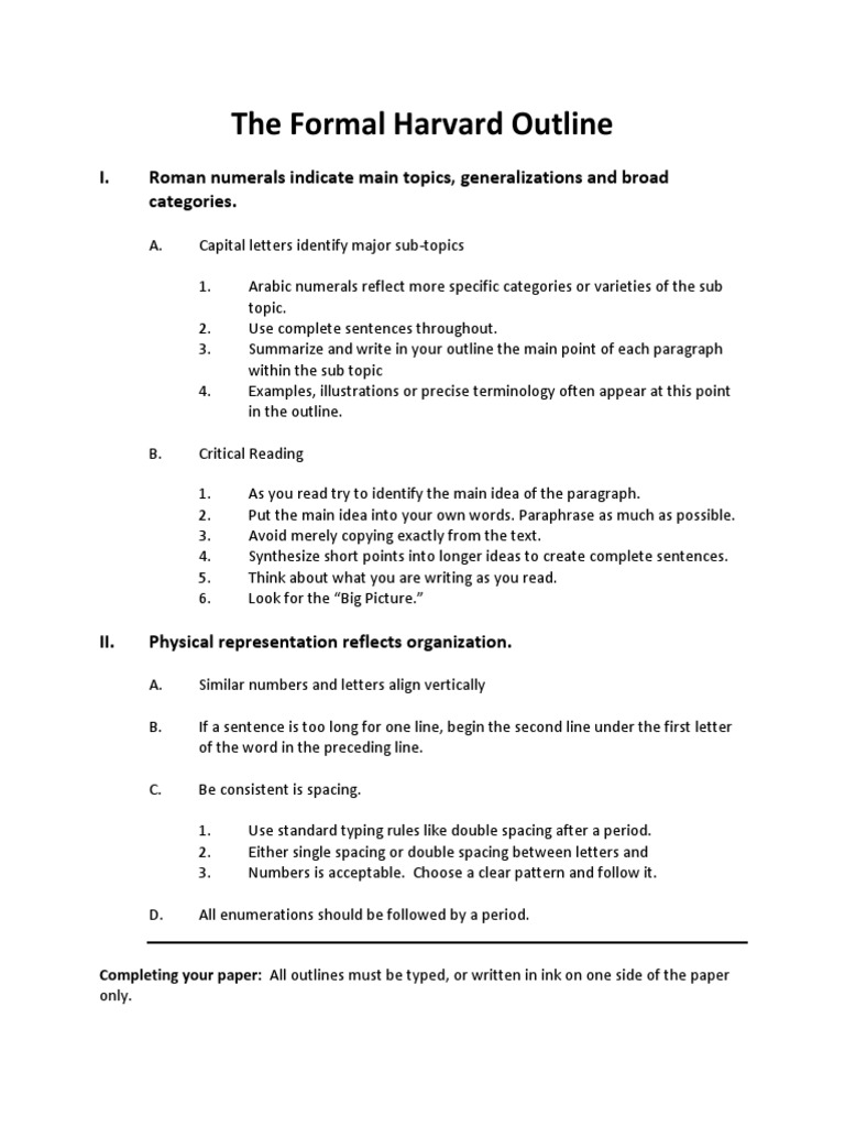 Harvard Outline Format Guide | PDF