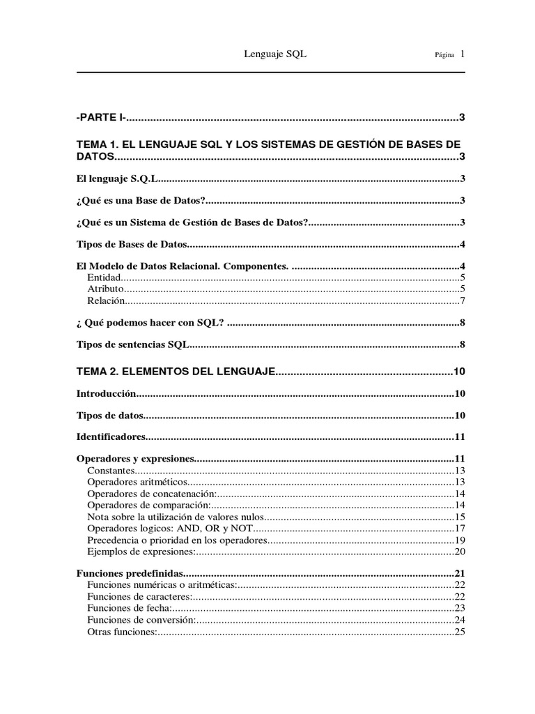 Manual SQL1 PDF | PDF | SQL | Bases de datos