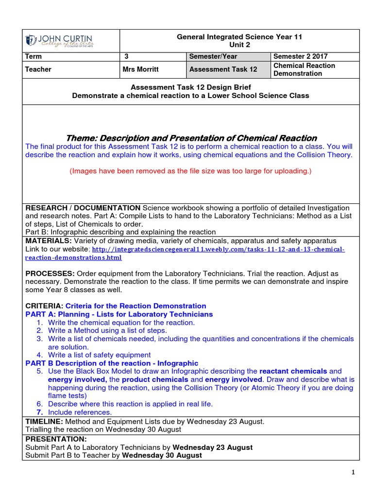 Year 11 Chemical Reaction Demo Guide | PDF | Prediction | Science