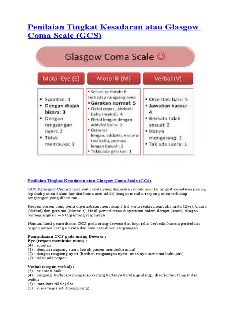 Penilaian Tingkat Kesadaran Atau Glasgow Coma Scale | PDF