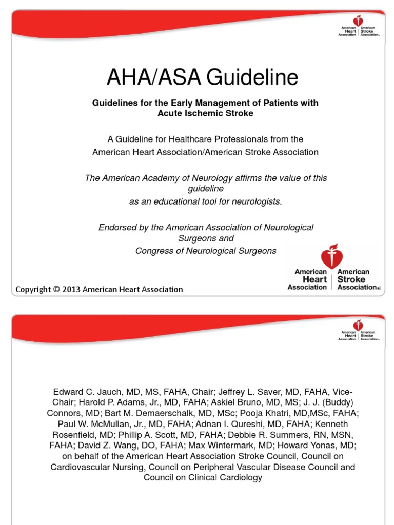 AHA/ASA Guideline: Guidelines For The Early Management of Patients With ...