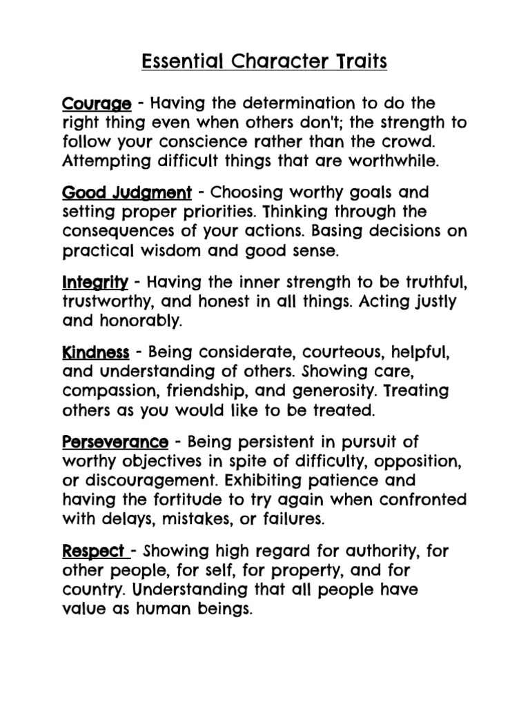 Character Trait Definitions | PDF | Career & Growth | Self-Improvement