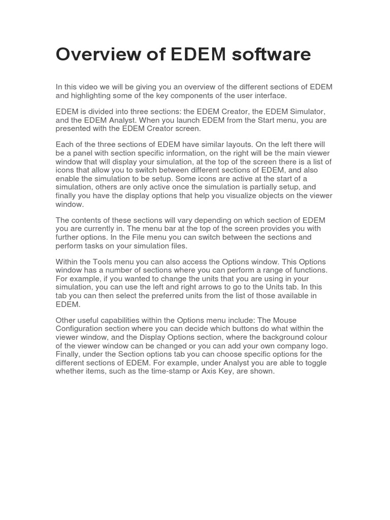 Overview of EDEM Software | PDF | Icon (Computing) | Menu (Computing)