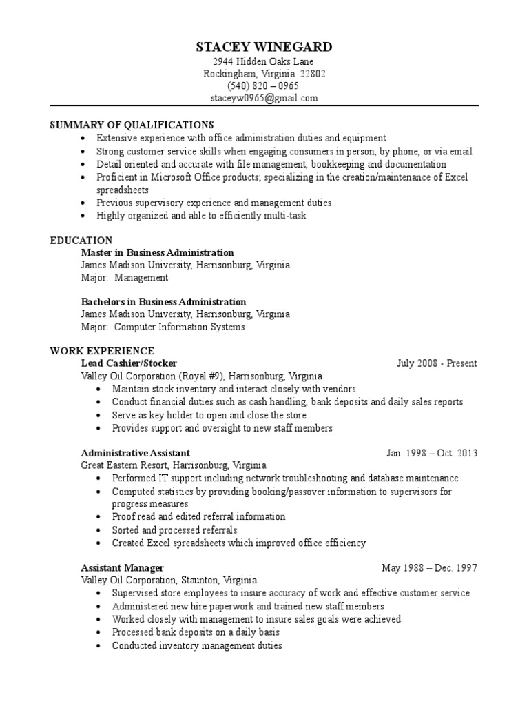 Winegard, Stacey - Resume - 2015 | PDF | Inventory | Microsoft Excel