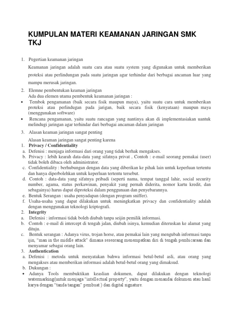 Kumpulan Materi Keamanan Jaringan SMK TKJ | PDF