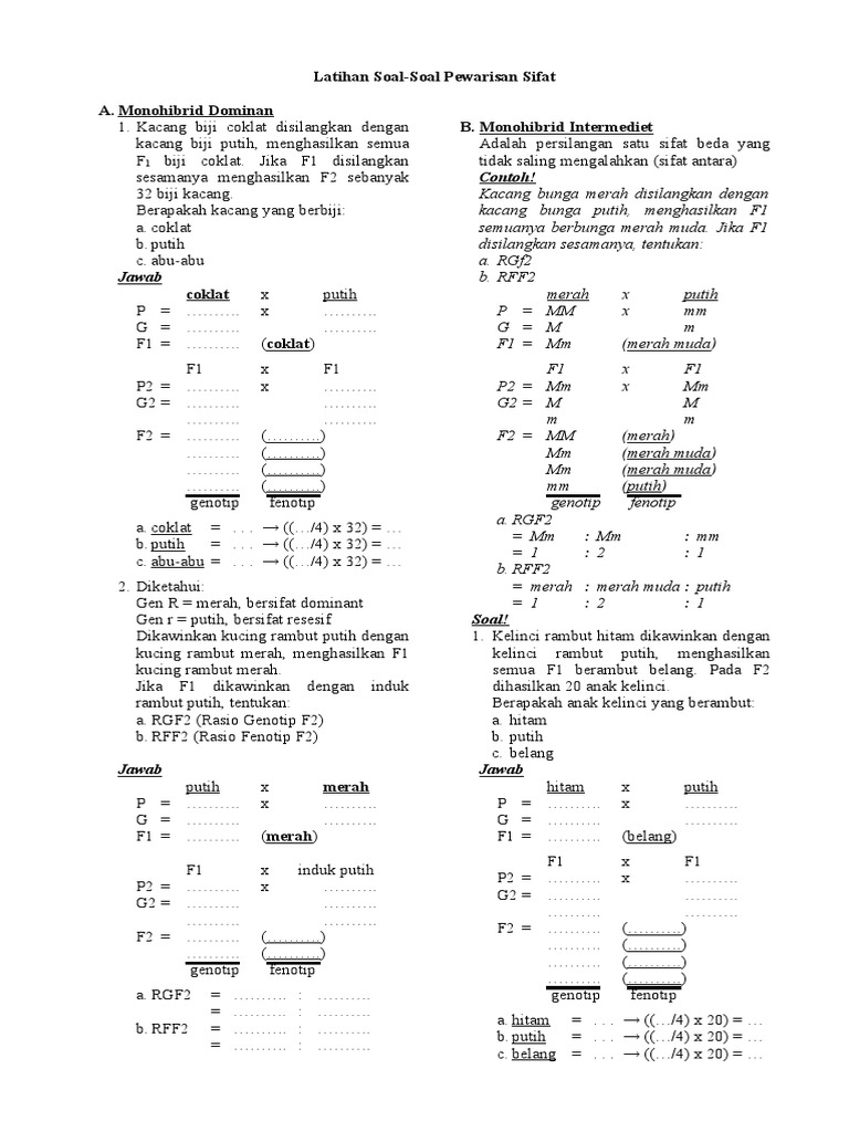 Latihan Soal Pewarisan Sifat | PDF