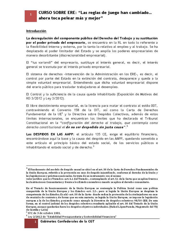Las Nuevas Reglas de Juego en Los ERE y ERTE | PDF | Derecho laboral | Corporación multinacional