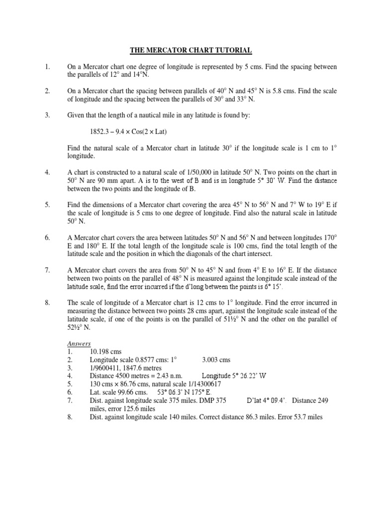 The Mercator Chart Tutorial | PDF | Latitude | Longitude