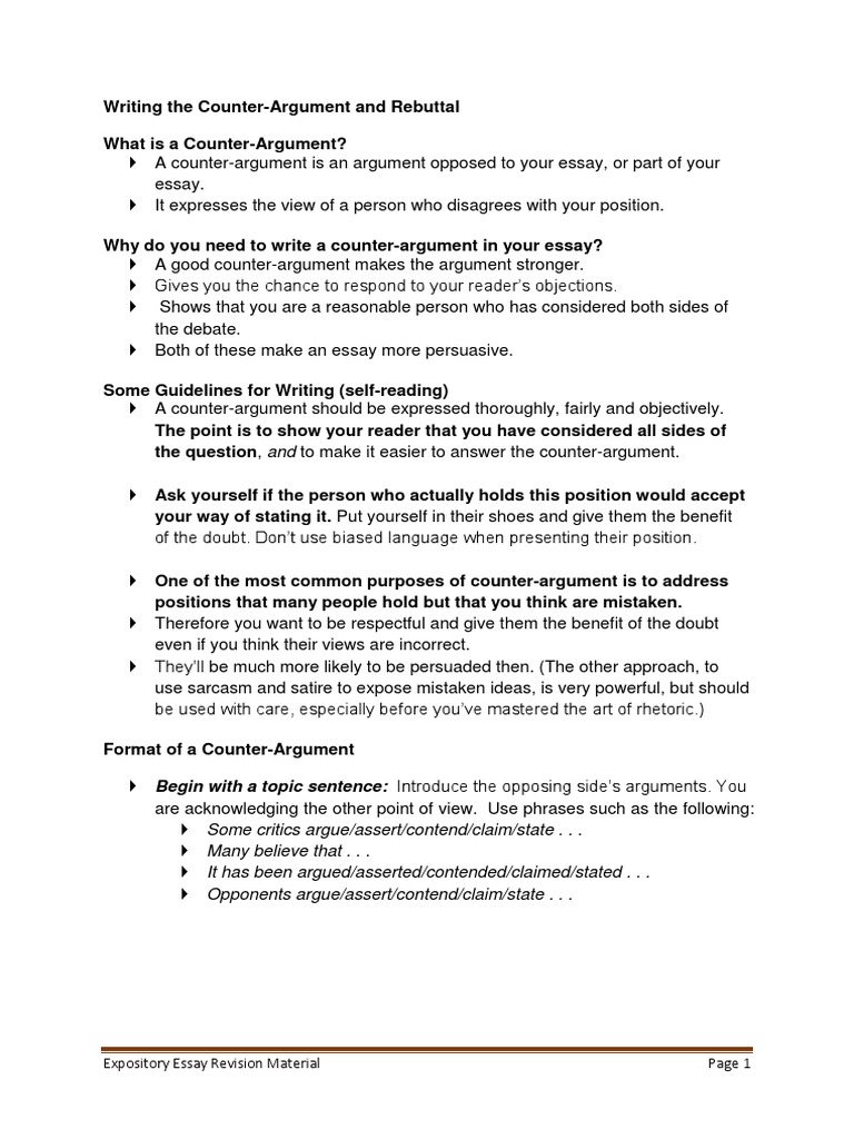 Writing The Counter Argument | PDF | Argument | Paragraph