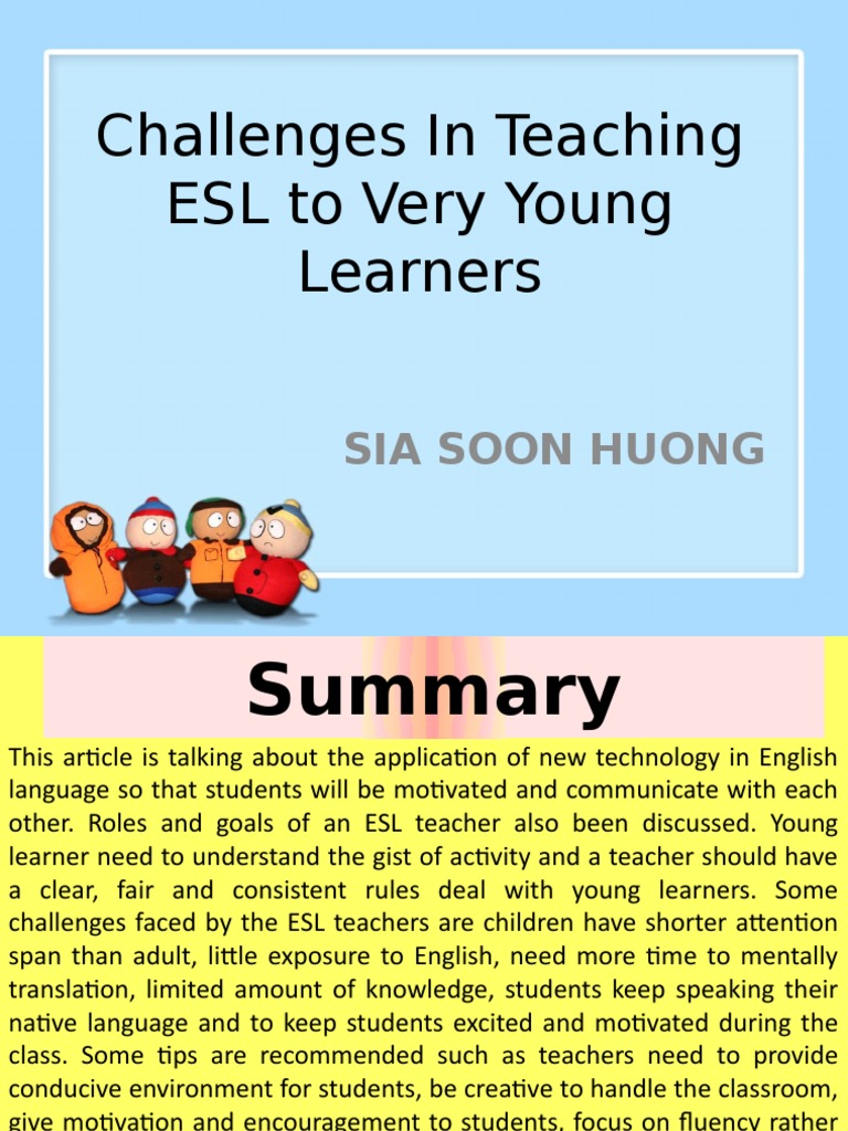 Challenges in Teaching ESL To Very Young Learners | PDF | English As A ...
