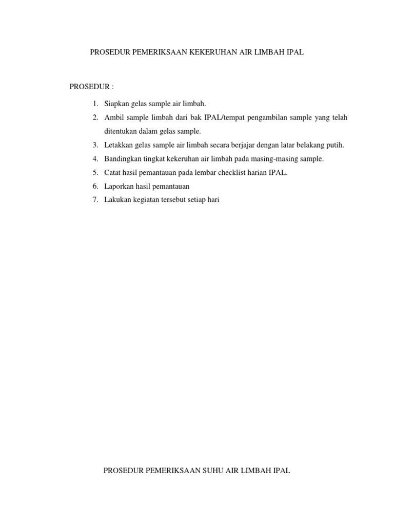 Prosedur Pemeriksaan Ipal | PDF