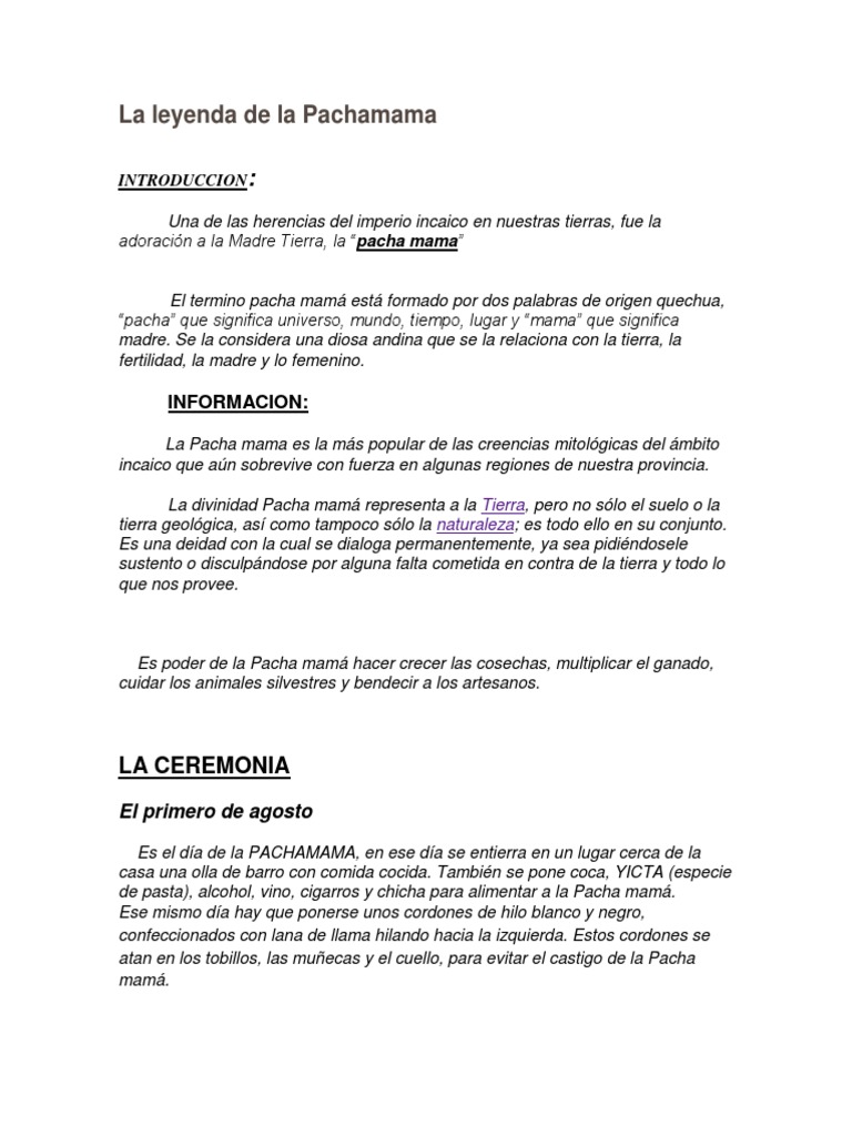 La Leyenda de La Pachamama | PDF