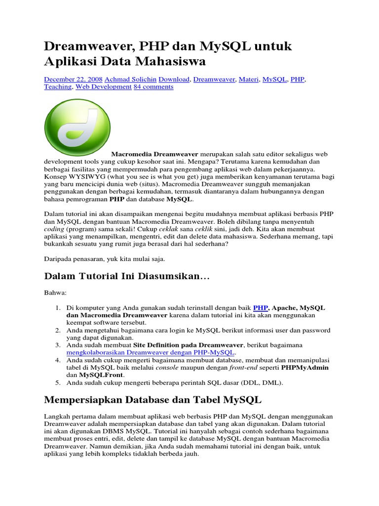 CRUD Dreamweaver | PDF