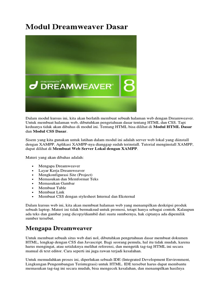 Modul Dreamweaver Dasar | PDF