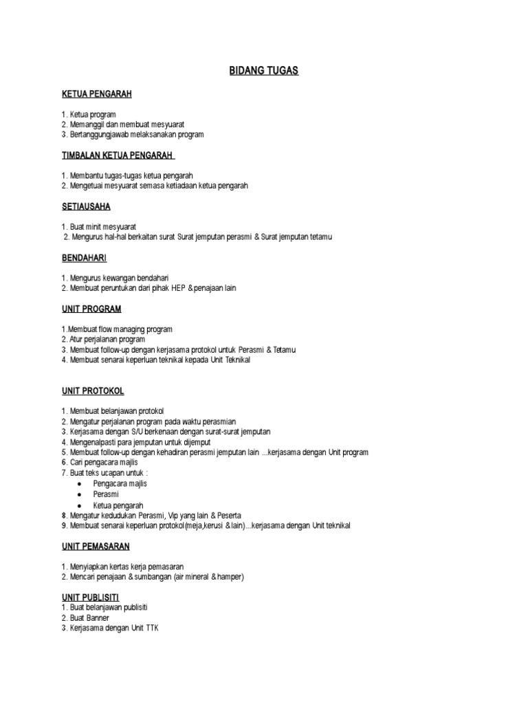 Bidang Tugas Ajk | PDF