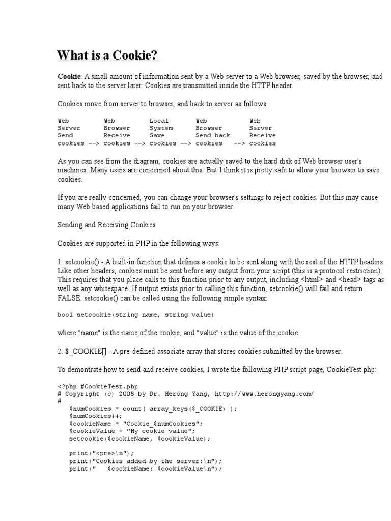 What Is A Cookie?: Cookie: A Small Amount of Information Sent by A Web ...