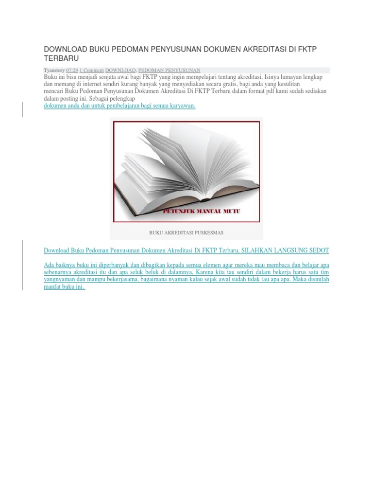 Buku Pedoman Penyusunan Dokumen Akreditasi Di FKTP Terbaru | PDF | Karier & Perkembangan | Bisnis