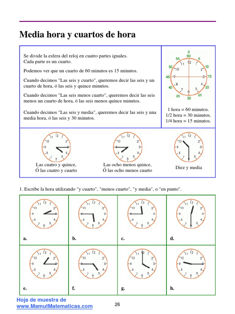 Reloj Media Hora Cuartos Hora | PDF