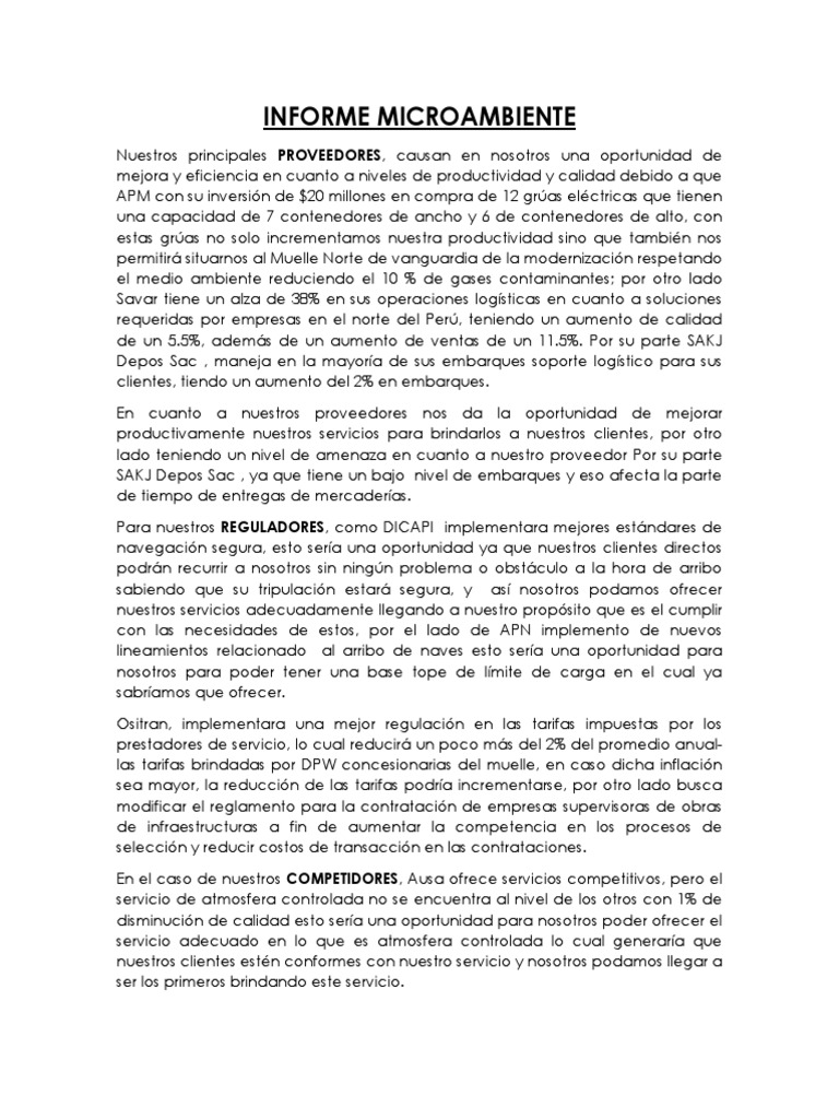 Informe Microambiente | PDF | Calidad (comercial) | Business