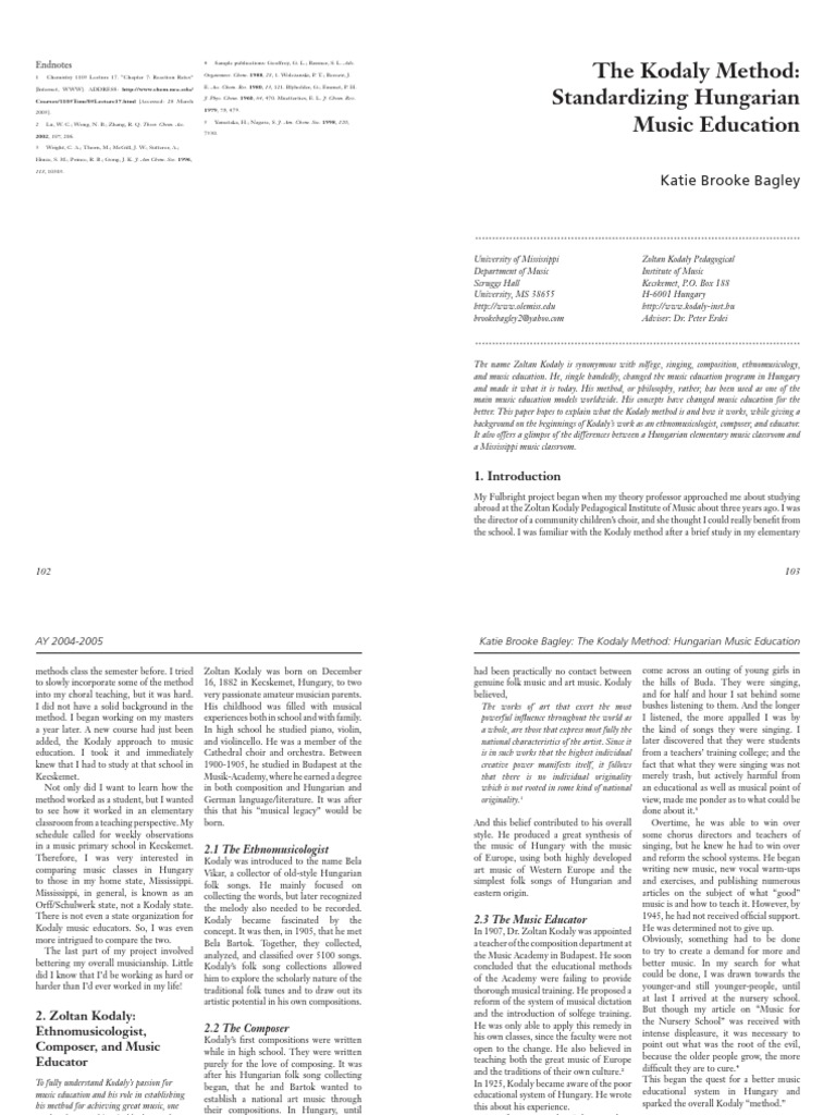 The Kodaly Method Standardizing Hungarian Music Education | PDF | Music ...