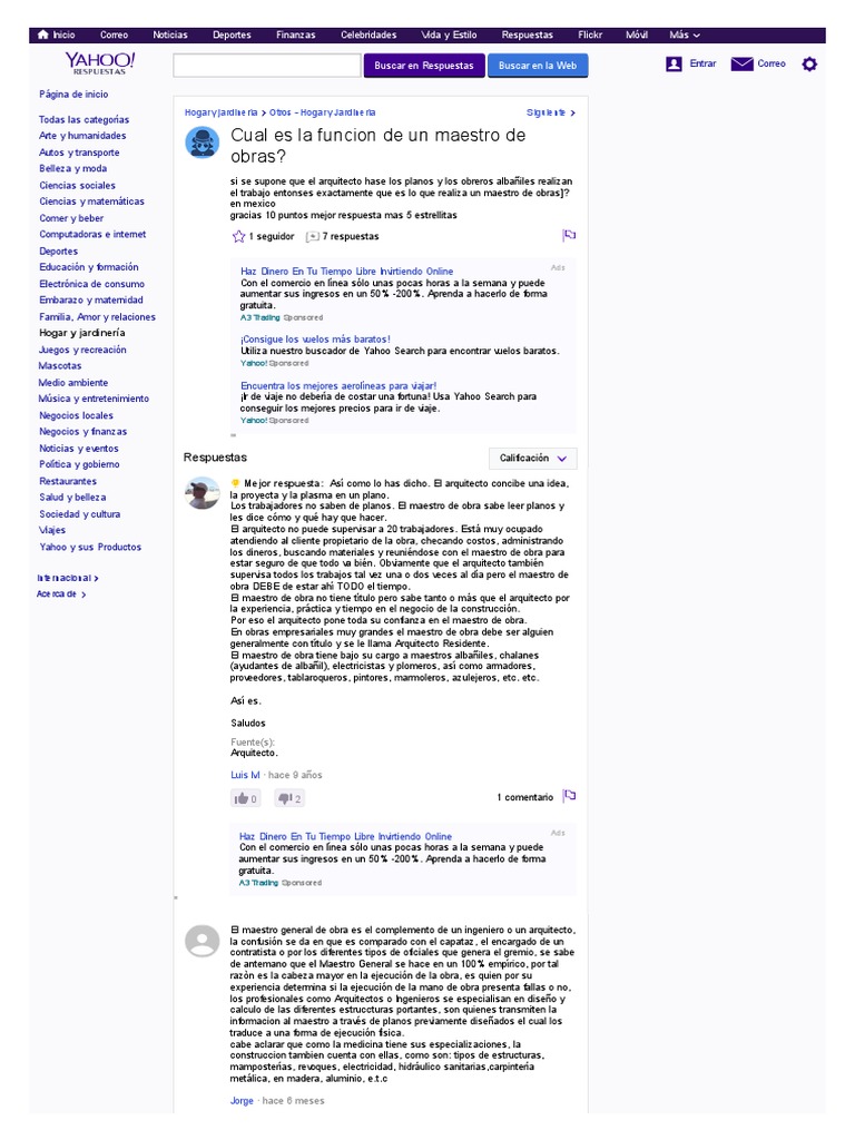 Cual Es La Funcion de Un Maestro de Obras - Yahoo Respuestas | PDF | Arquitecto | Contratista ...