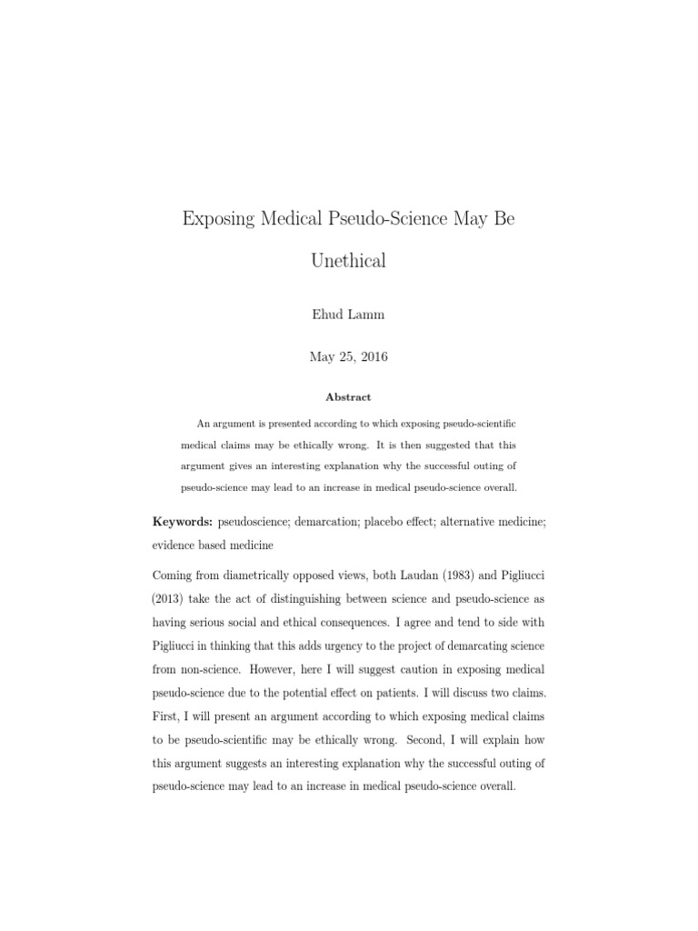Exposing Medical Pseudo-Science: Unethical or Counterproductive | PDF ...