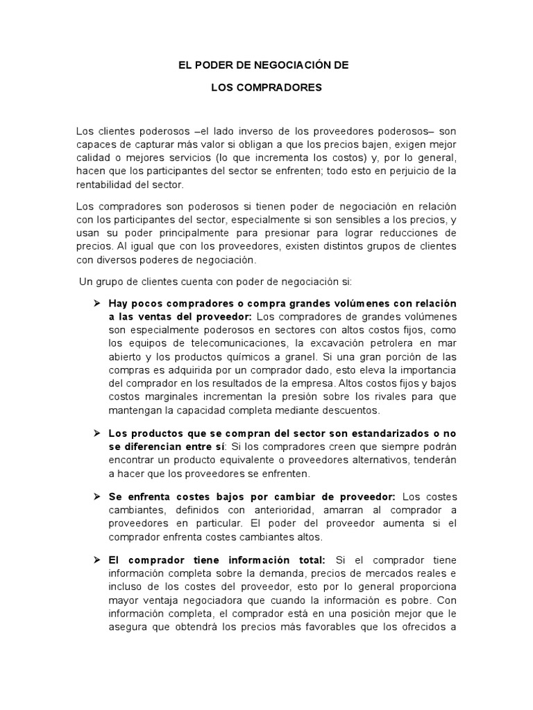 El Poder de Los Compradores | PDF | Distribución (comercial) | Precios