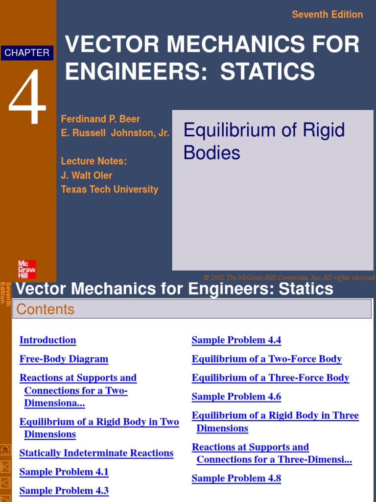 Vector Mechanics For Engineer: Statics | PDF | Force | Euclidean Vector