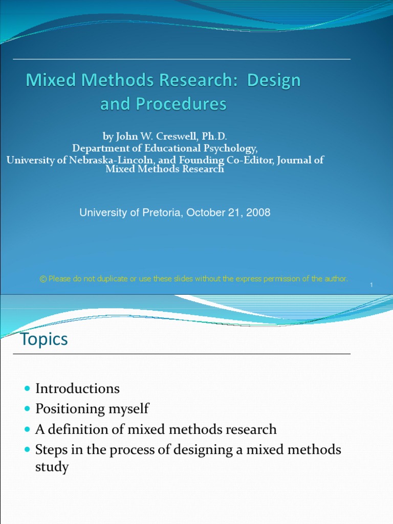 Mixed Methods Research Design and Procedures by John W Creswell - zp37294 | PDF | Qualitative ...