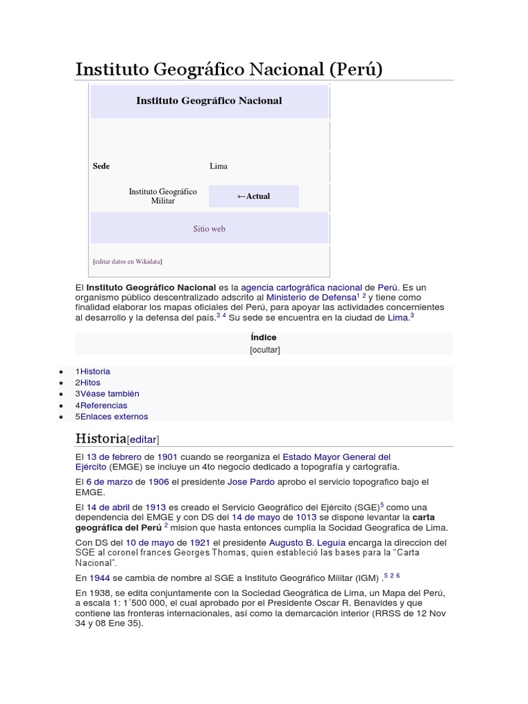Instituto Geográfico Nacional | PDF | Cartografía | Perú