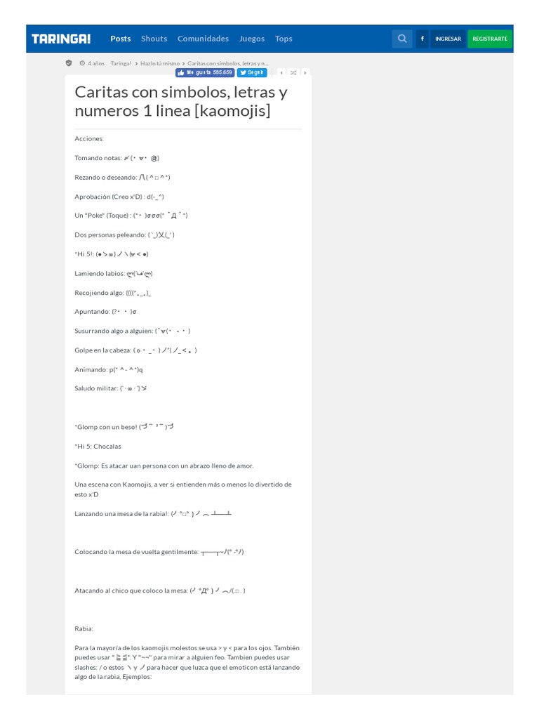 Caritas Con Simbolos, Letras y Numeros 1 Linea (Kaomojis) - Taringa ...