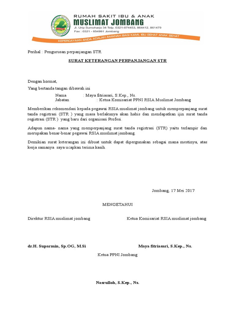 Surat Keterangan Pengurusan STR | PDF