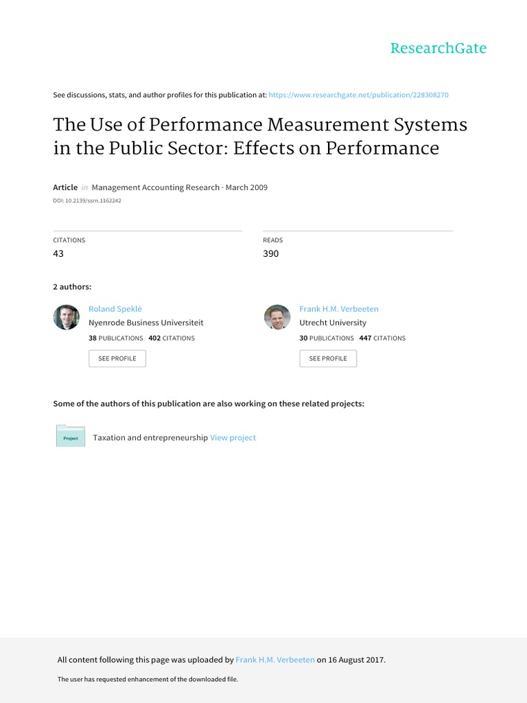 The Use of Performance Measurement Systems in The Public Sector ...