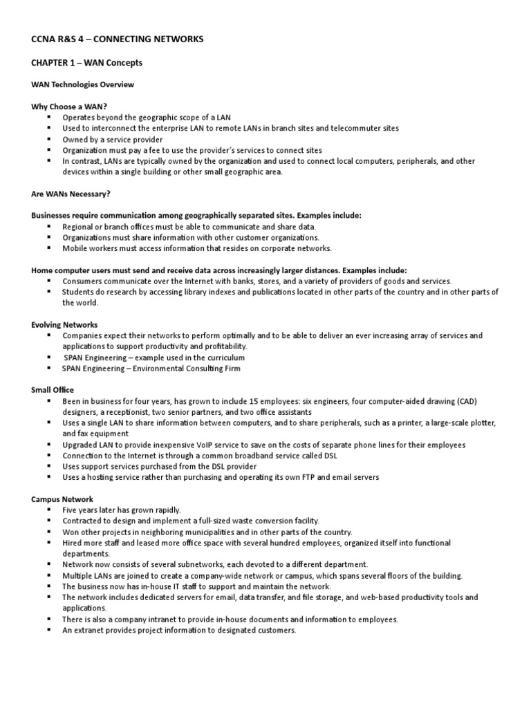 CCNA WAN Concepts Chapter - Connecting Networks | PDF | Virtual Private Network | Multiprotocol ...