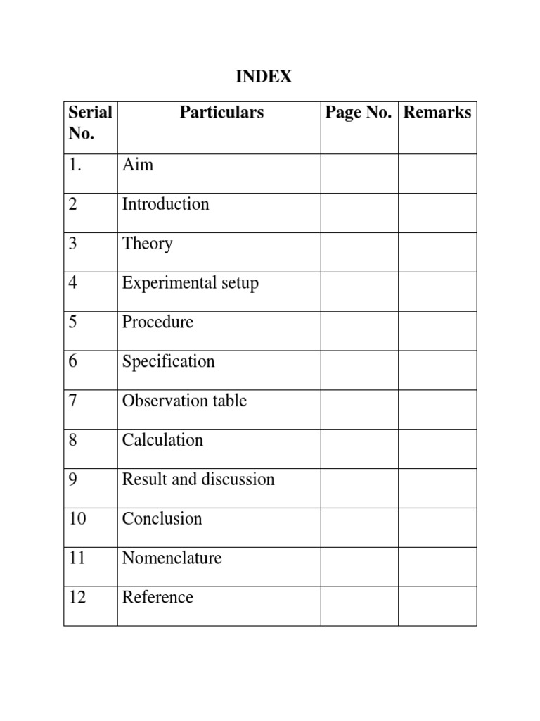 Index Serial No. Particulars Page No. Remarks | PDF