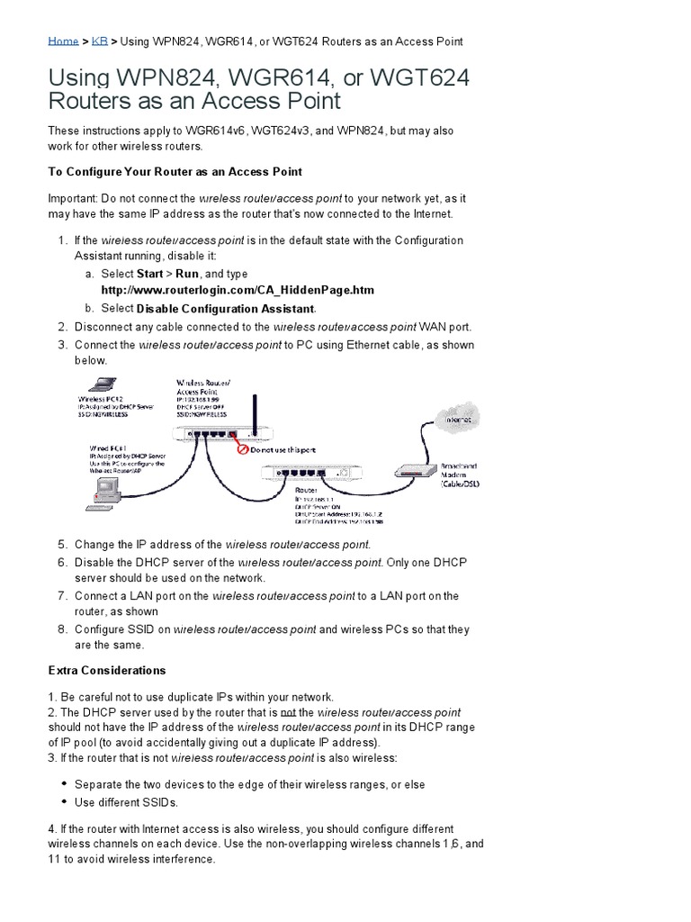 Using Routers As An Access Point - Netgear | PDF | Wireless Access ...