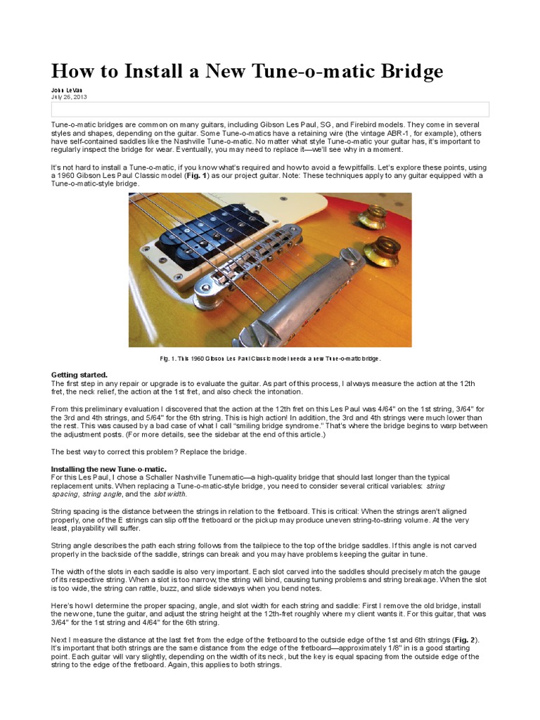 How 2 Install a New Tune-o-matic Bridge | Guitars | Chordophones | Free ...