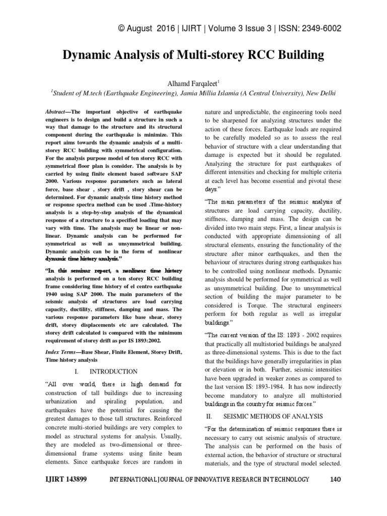 38.dynamic Analysis of Multi-Storey RCC Building | PDF | Solid ...