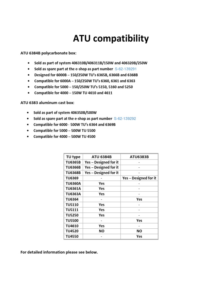 Atu Compatability | PDF | Telecommunications Engineering | Broadcast ...