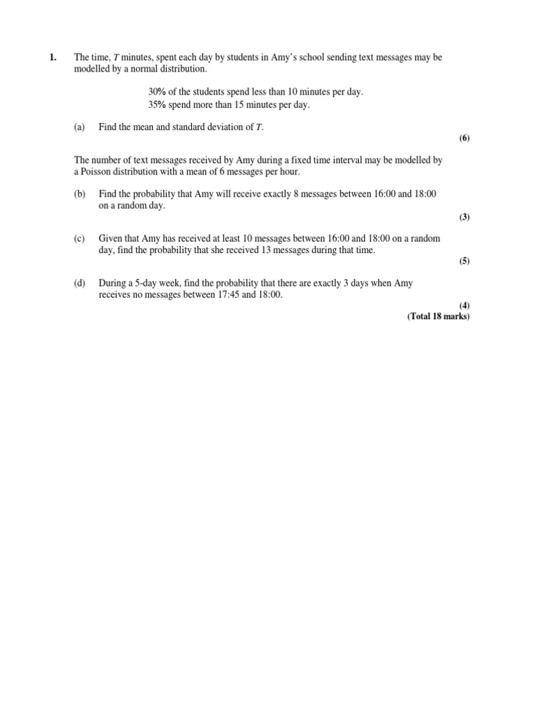 Math IB Questions | PDF | Probability Distribution | Probability ...