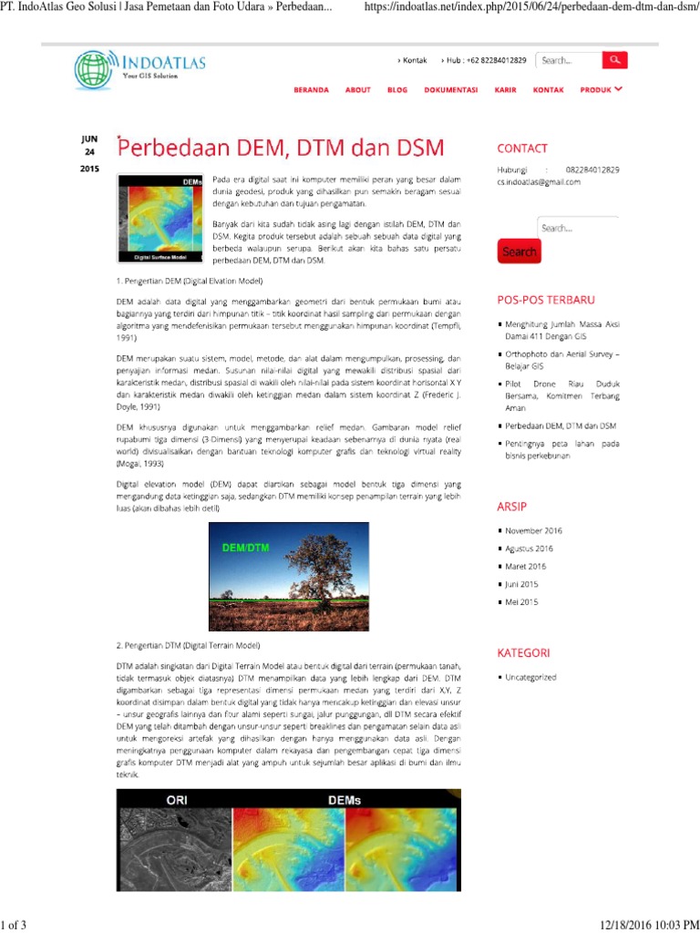 Perbedaan DEM DTM Dan DSM | PDF